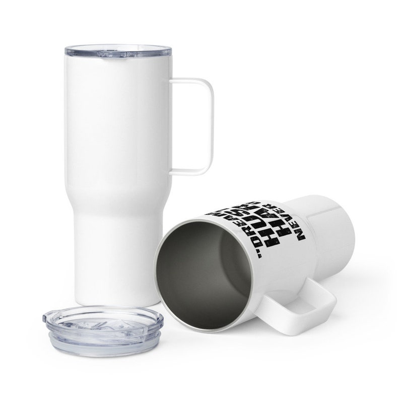 White Travel Mug With a Handle Stainless Steel Coffee Mug With ...