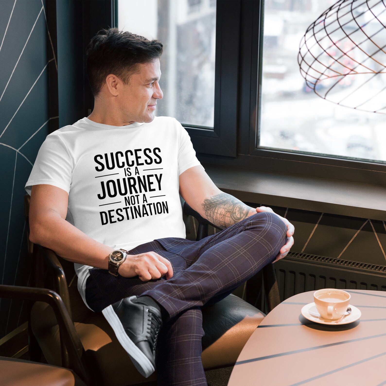 Men T-shirt With Motivational Quote Success is a Journey, Not a ...