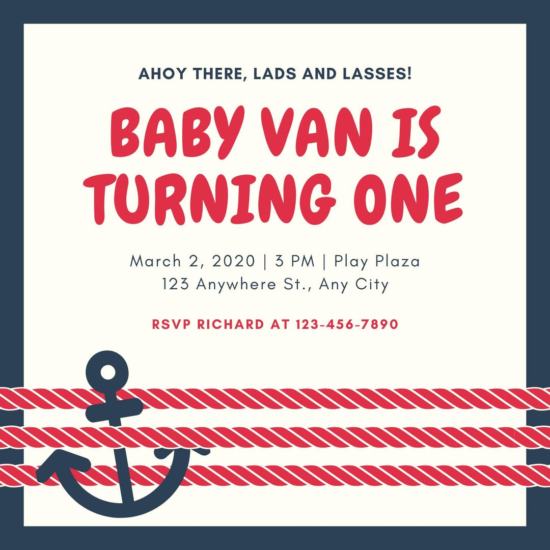 Sailor Navy Blue Birthday Invitation - Etsy