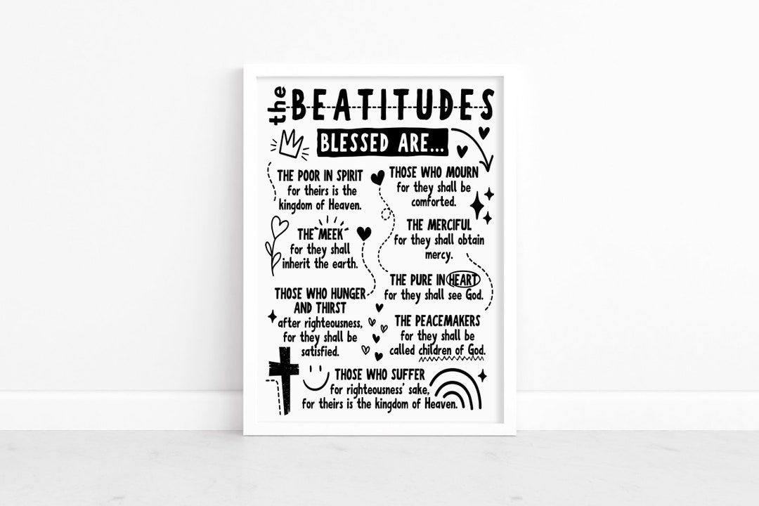 Christian Print Beatitudes Wall Art Easter Gift for Her Christian Bible ...
