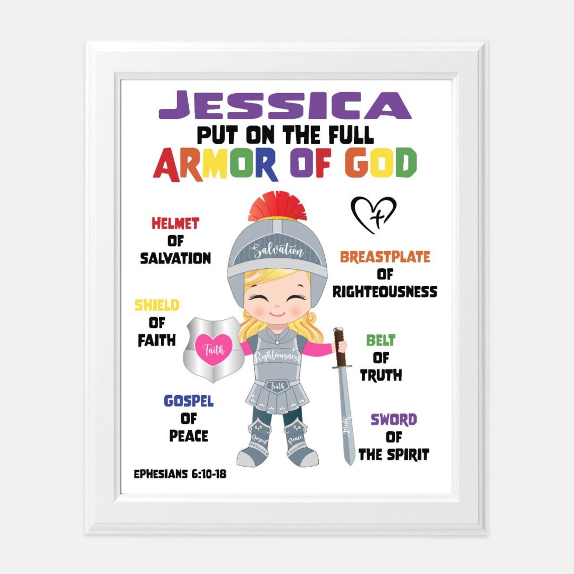 Personalized Christian Wall Art Armor of God Wall Art Kids Prints ...