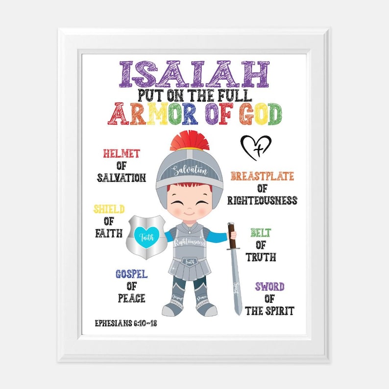 Kids Armor of God Christian Wall Art Personalized Armor of God - Etsy