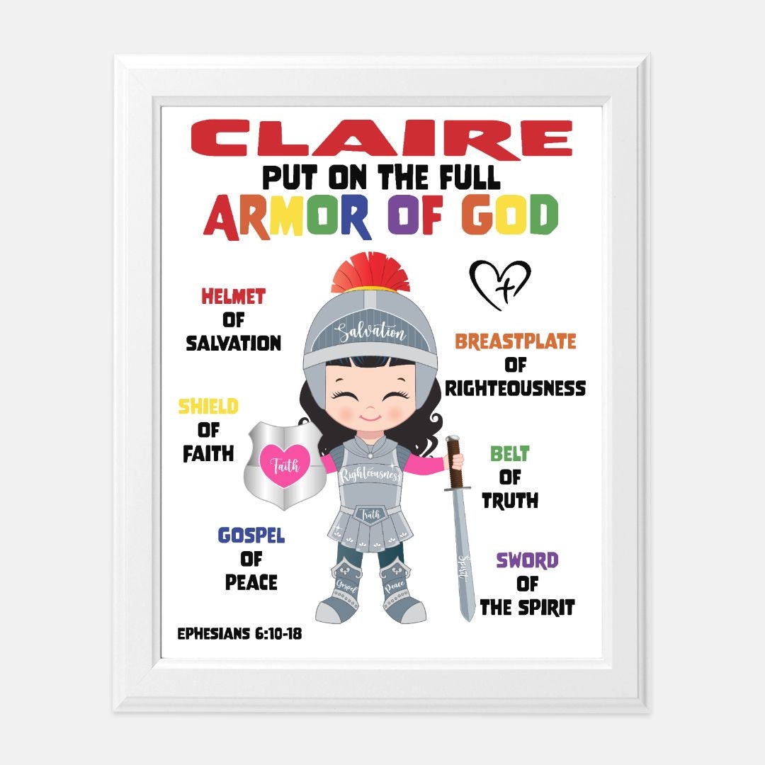 Personalized Christian Wall Art Armor of God Wall Art Kids Prints ...