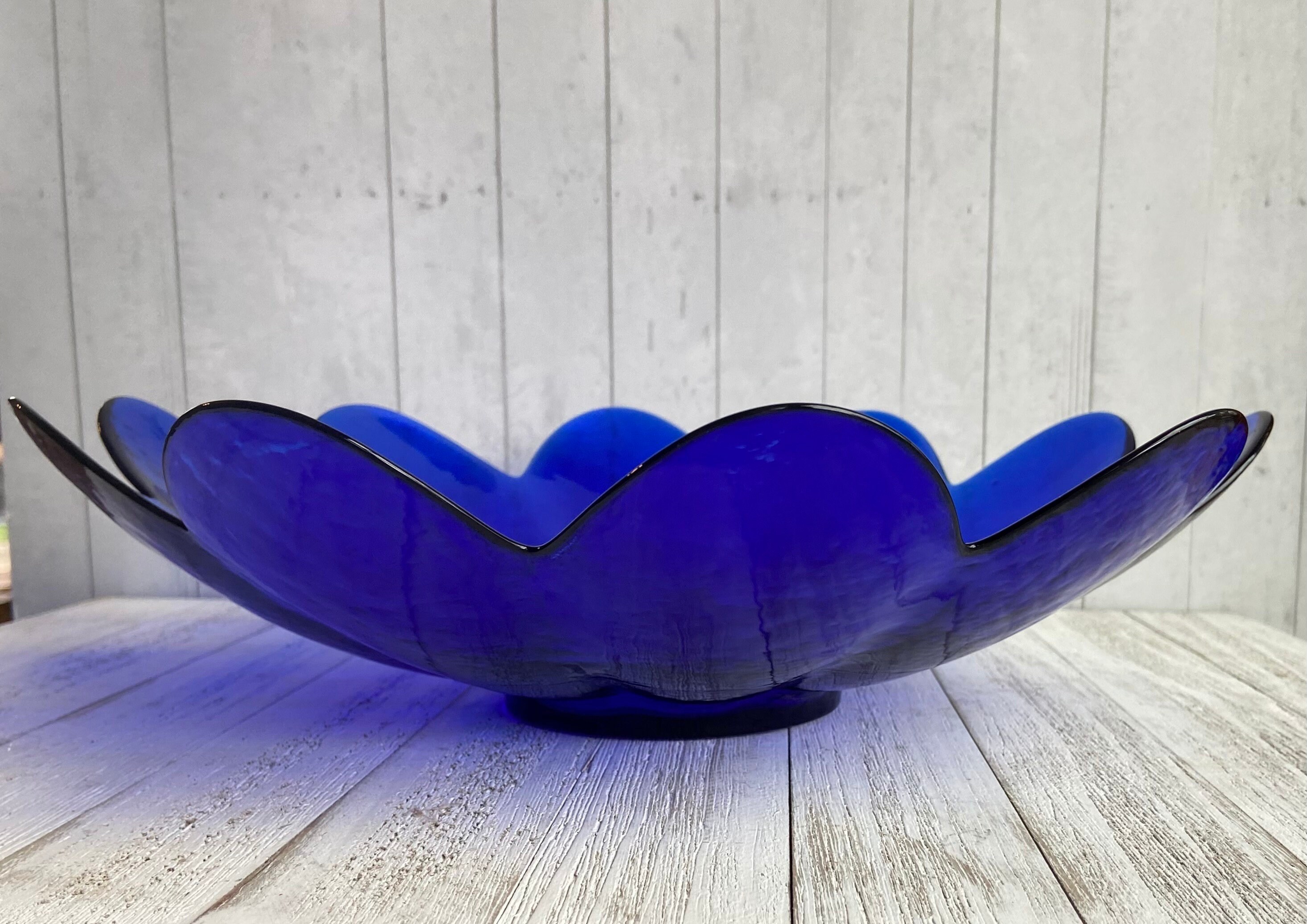 Cobalt Blue Glass Bowl Flower Blue Bowl Floral Yalos Casa - Etsy