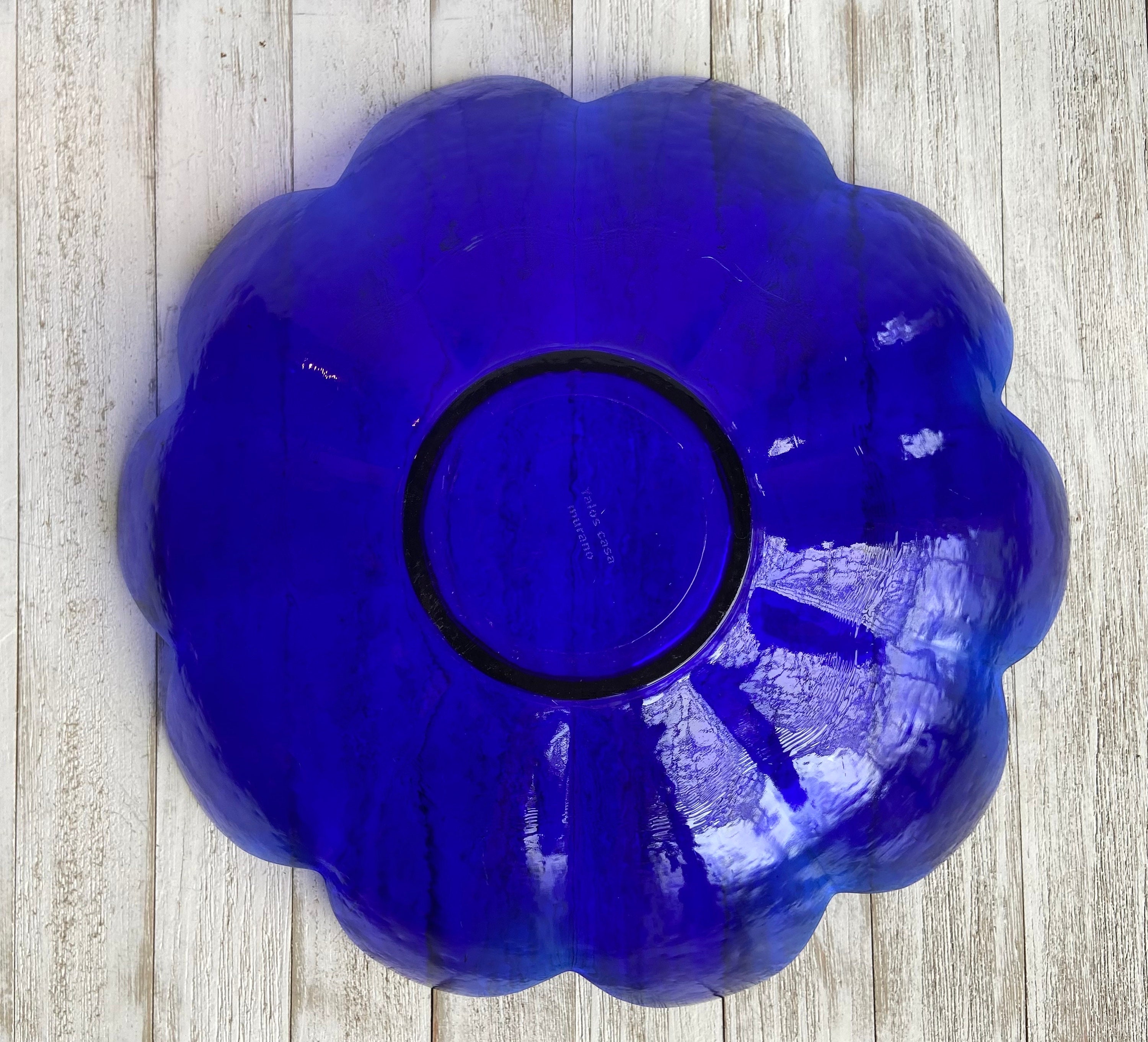 Cobalt Blue Glass Bowl Flower Blue Bowl Floral Yalos Casa - Etsy