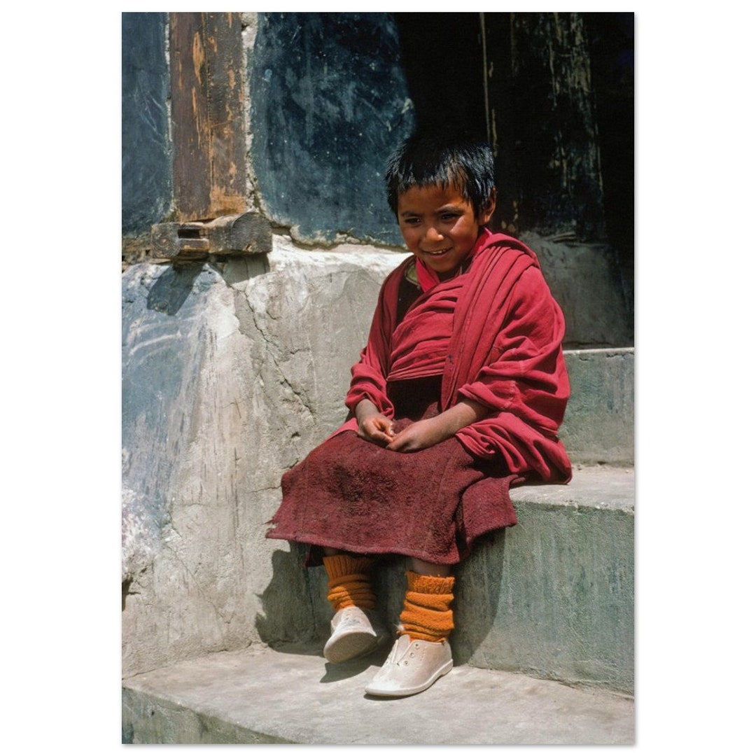 Photo Print 1970s Ladakhi Boy in Monk Robes Portrait, Vintage Wall Art ...