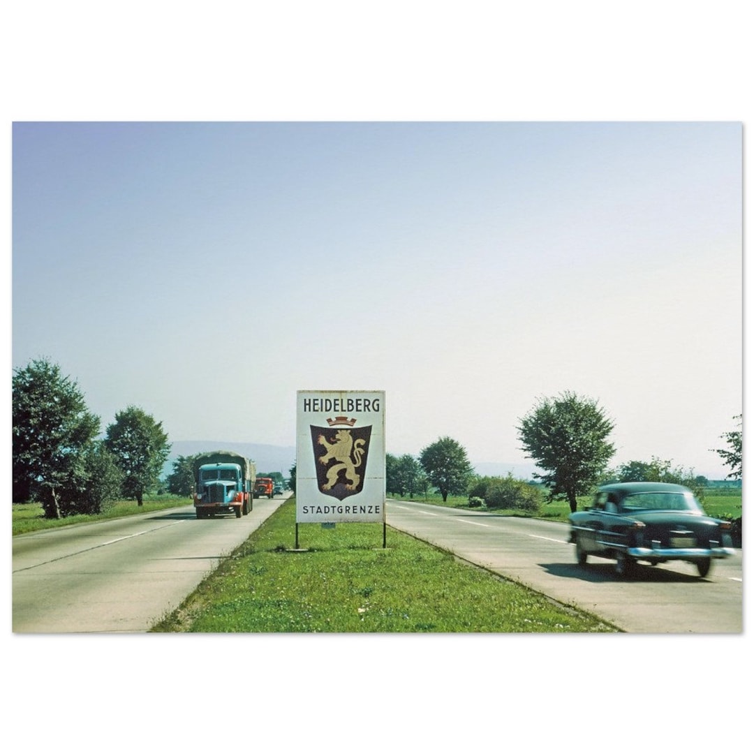 Photo Print 1950s Heidelberg Stadtgrenze Highway Sign Germany, Vintage ...