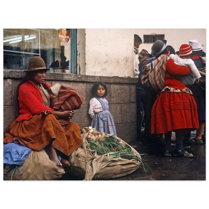 Photo Print 1960s Lima Peru, Street Vendor With Onions and a Little ...