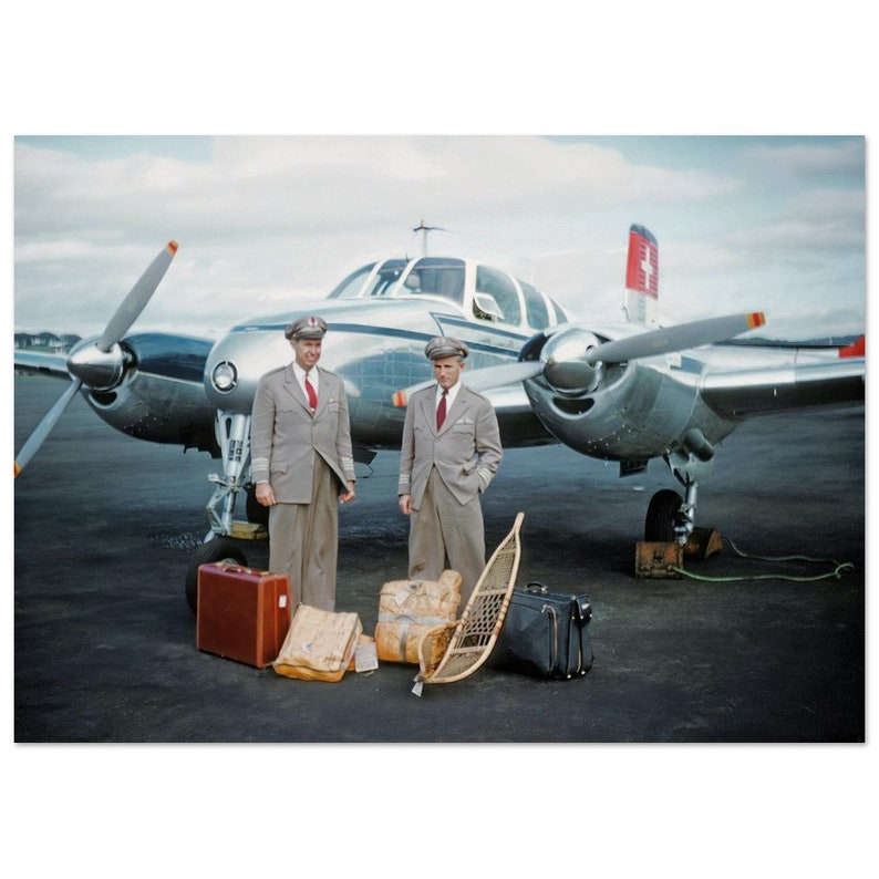 Photo Print 1950s Beechcraft Model 50 Twin Bonanza Swiss Air, Two ...