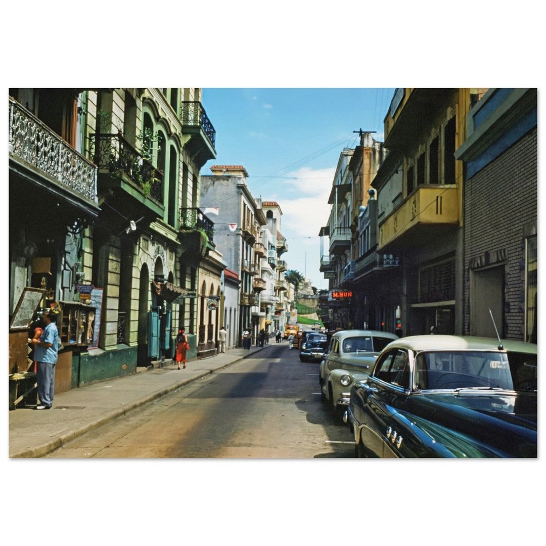 Photo Print 1950s San Juan Puerto Rico PR Street, Cars, Home Office ...