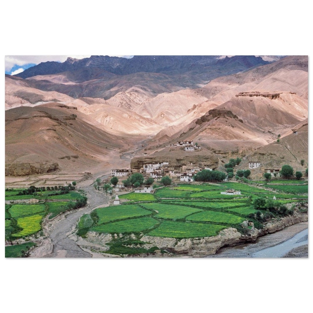 Photo Print 1970s India Valley With Farmland in Ladakh, Vintage Art ...