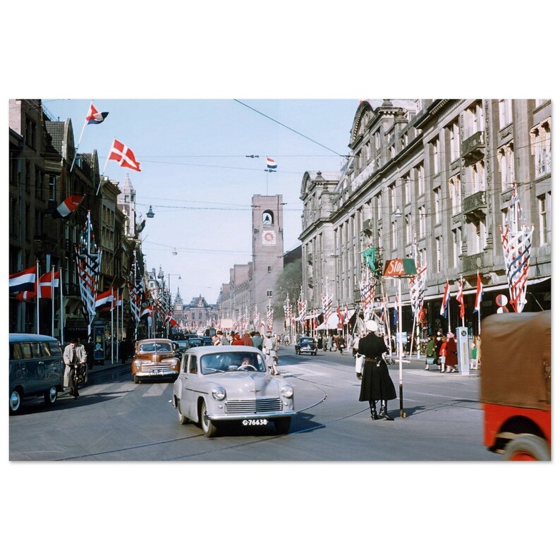 Photo Print 1950s Amsterdam, Netherlands, Damrak Towards Central ...