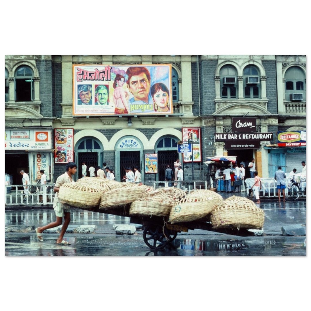 Photo Print 1980s Bombay Man With a Handcart, Capitol Cinema Mumbai ...