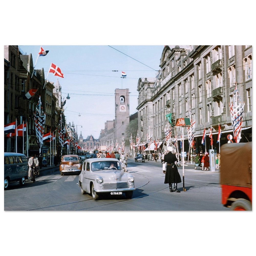 Photo Print 1950s Amsterdam, Netherlands, Damrak Towards Central ...