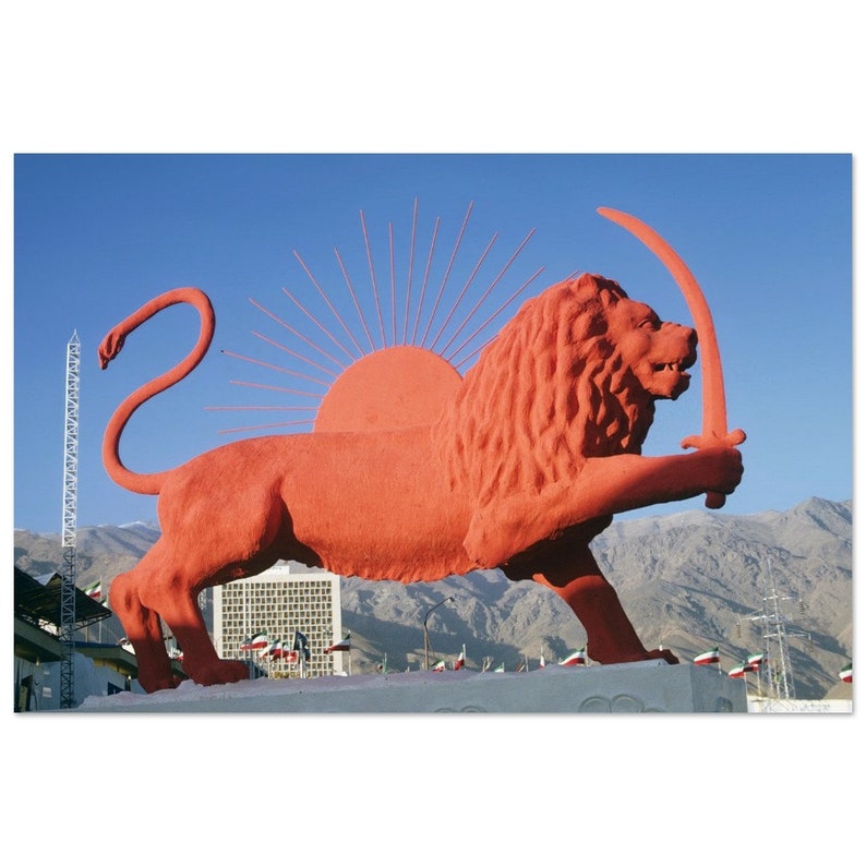Photo Print 1960s Tehran Iran Red Iranian Lion Sun Statue, Hilton Hotel ...