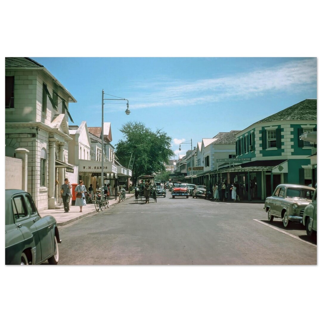 Photo Print 1950s Nassau Bahamas, Bay Street Colonial Caribbean Scene ...