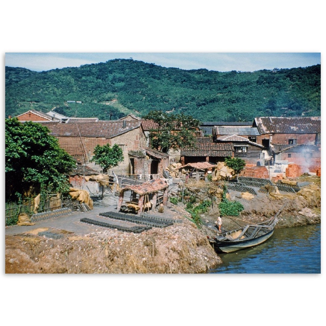 Taiwan Rural Village Seen in the 1950s Photograph, Vintage Wall Decor ...