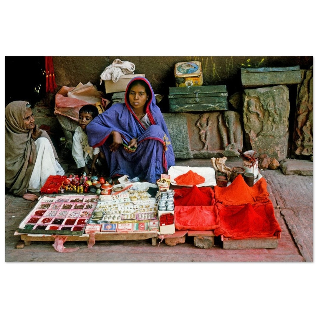 Vintage 1960s Varanasi India Street Photography Print - Temple Vendor ...