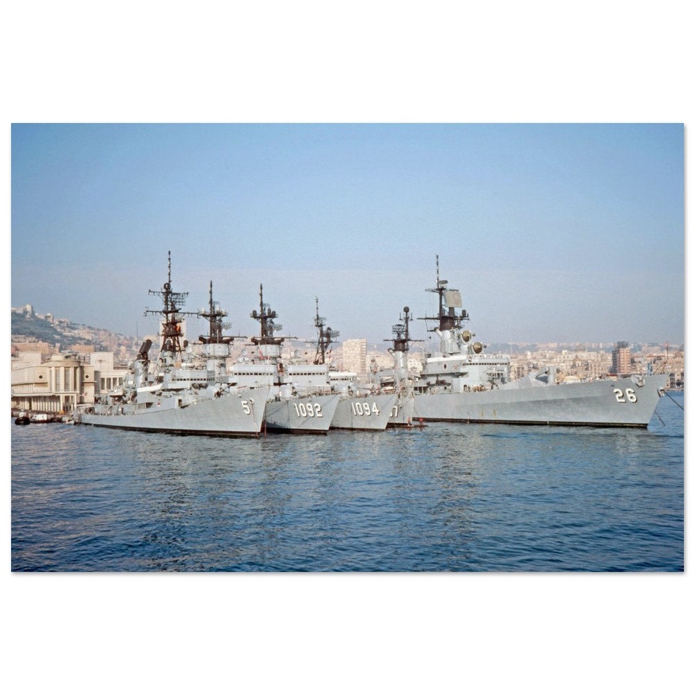 Photo Print 1970s Port of Naples Italy, US Navy Frigates, Vintage Wall ...