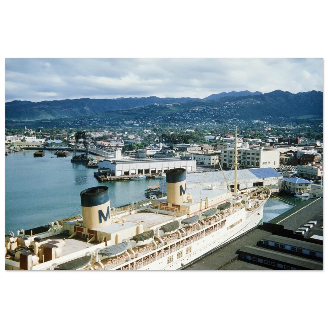 Photo Print 1950s Honolulu Harbor Matsonline SS Lurline Pier 11 ...
