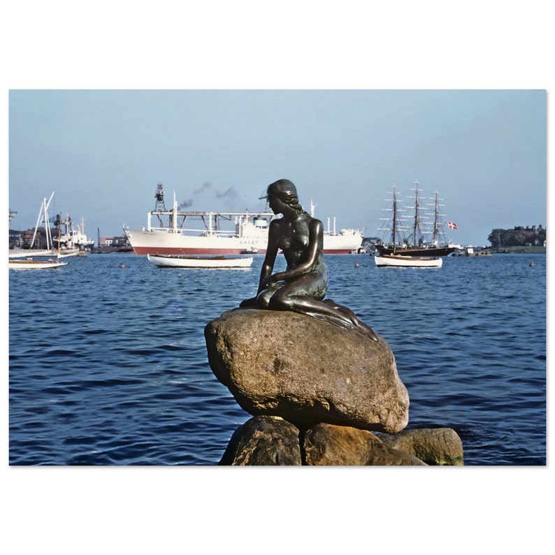 Photo Print Copenhagen 1950s the Little Mermaid Statue by Edvard Eriksen, Denmark, Vintage ...