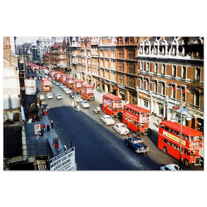 Photo Print 1950s London Oxford Street, Double Decker Buses Great ...