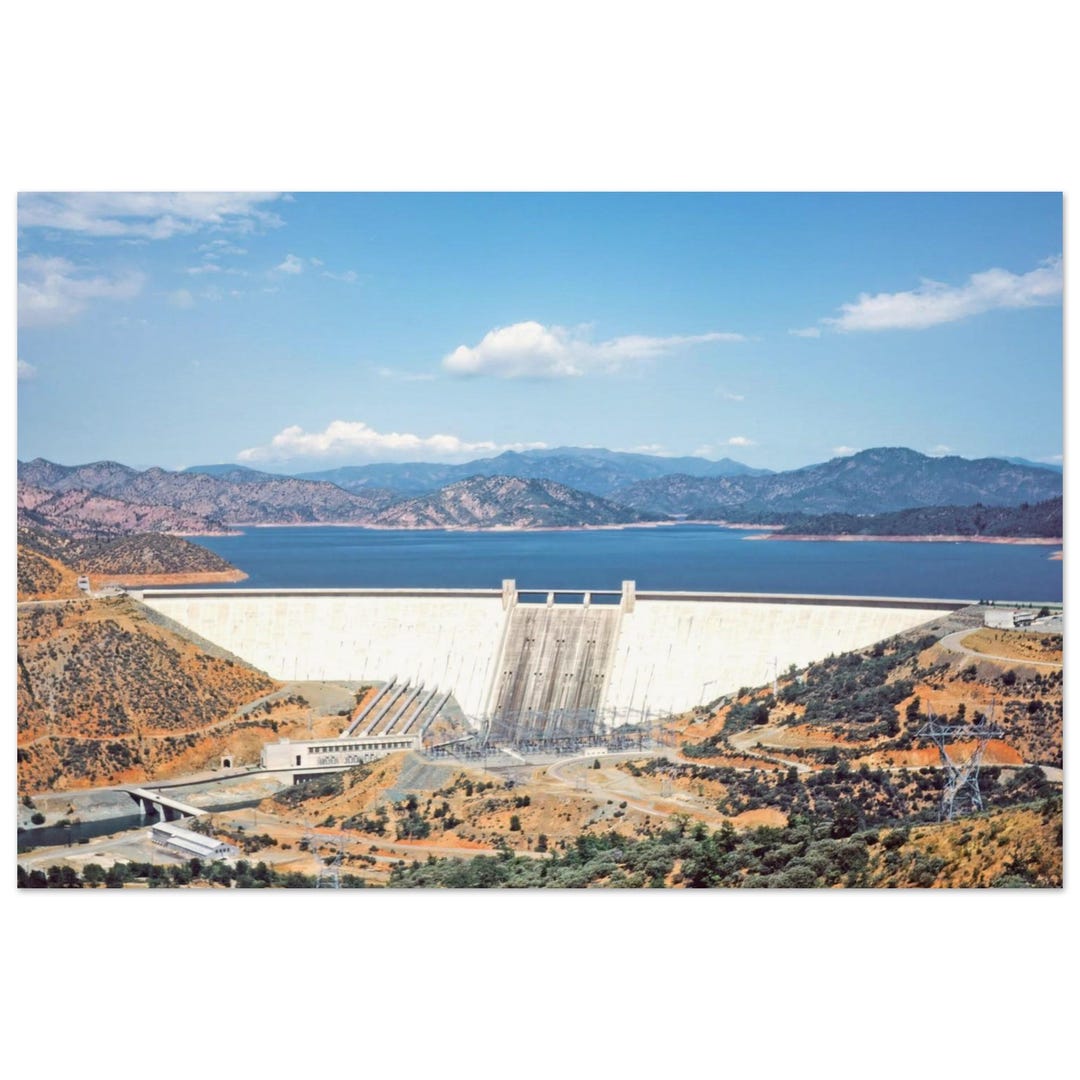 Photo Print 1940s Lake Shasta and Shasta Dam, Northern California ...