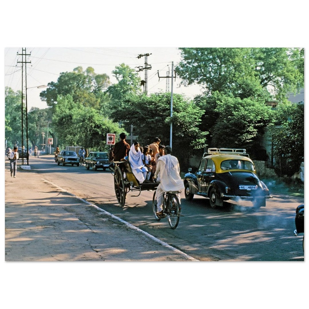 Photo Print 1980s Pakistan Rawalpindi Street Scene, Taxi, Pony Cart and ...