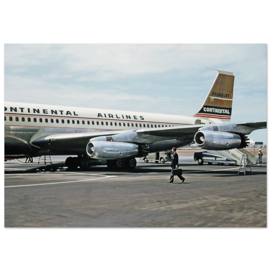 Photo Print 1950s Continental Airlines Golden Jet Boeing 707 Vintage ...