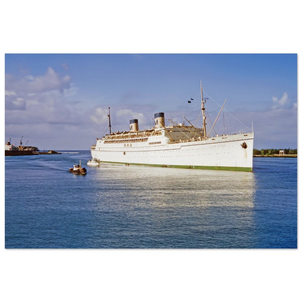 Photo Print 1950s S.S. Lurline Cruise Ship Entering an Unknown American ...