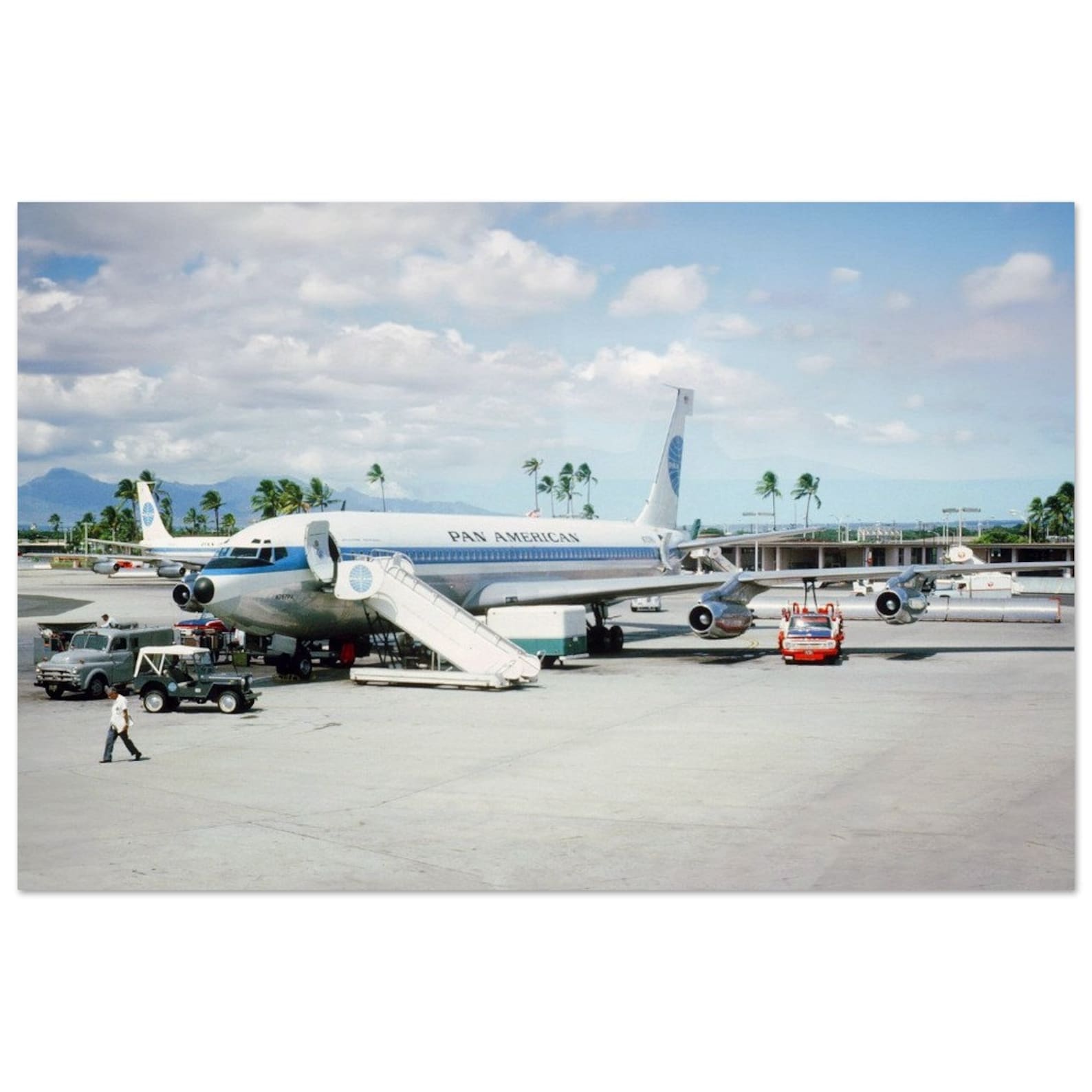 Photo Print 1960s Pan Am Aircraft Bora Bora Airport N757PA Boeing 707 ...