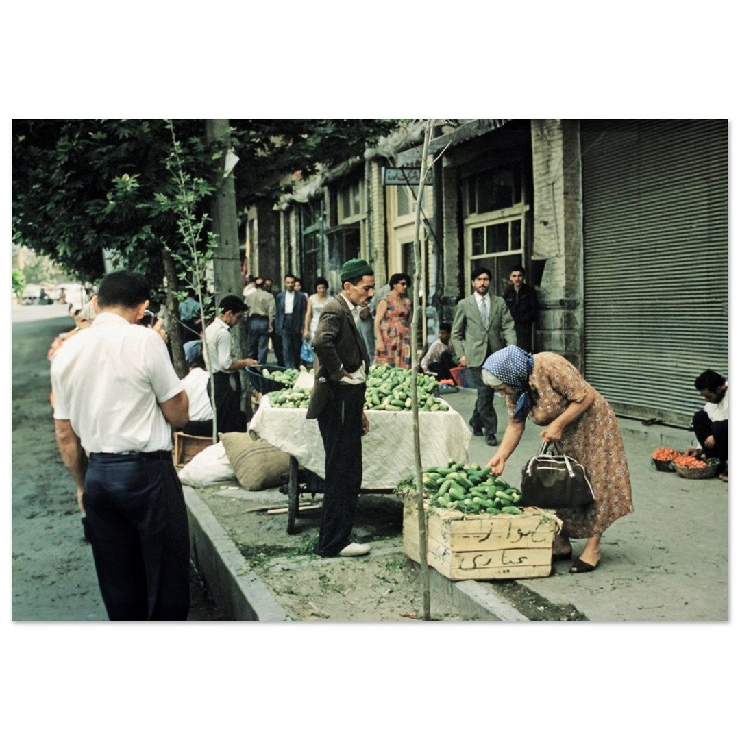 Photo Print 1960s Tehran Iran Street View With a Woman and a Cucumber ...