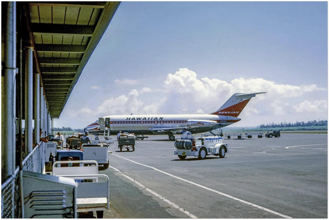 Photo Print 1960s Hawaiian Airlines Douglas DC-8 N901H Honolulu Airport ...