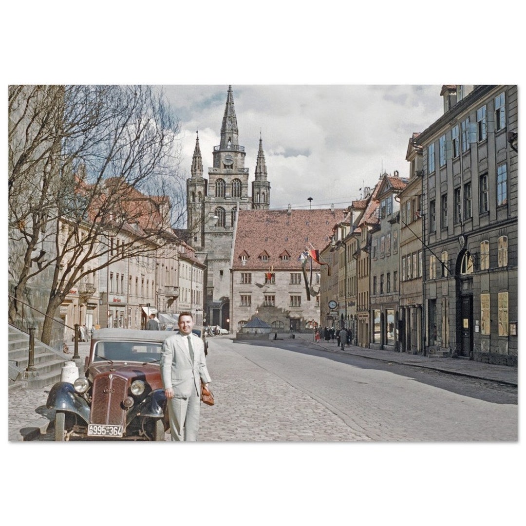 Photo Print 1950s Ansbach Bavaria Germany, Church of St Gumbertus, Audi ...