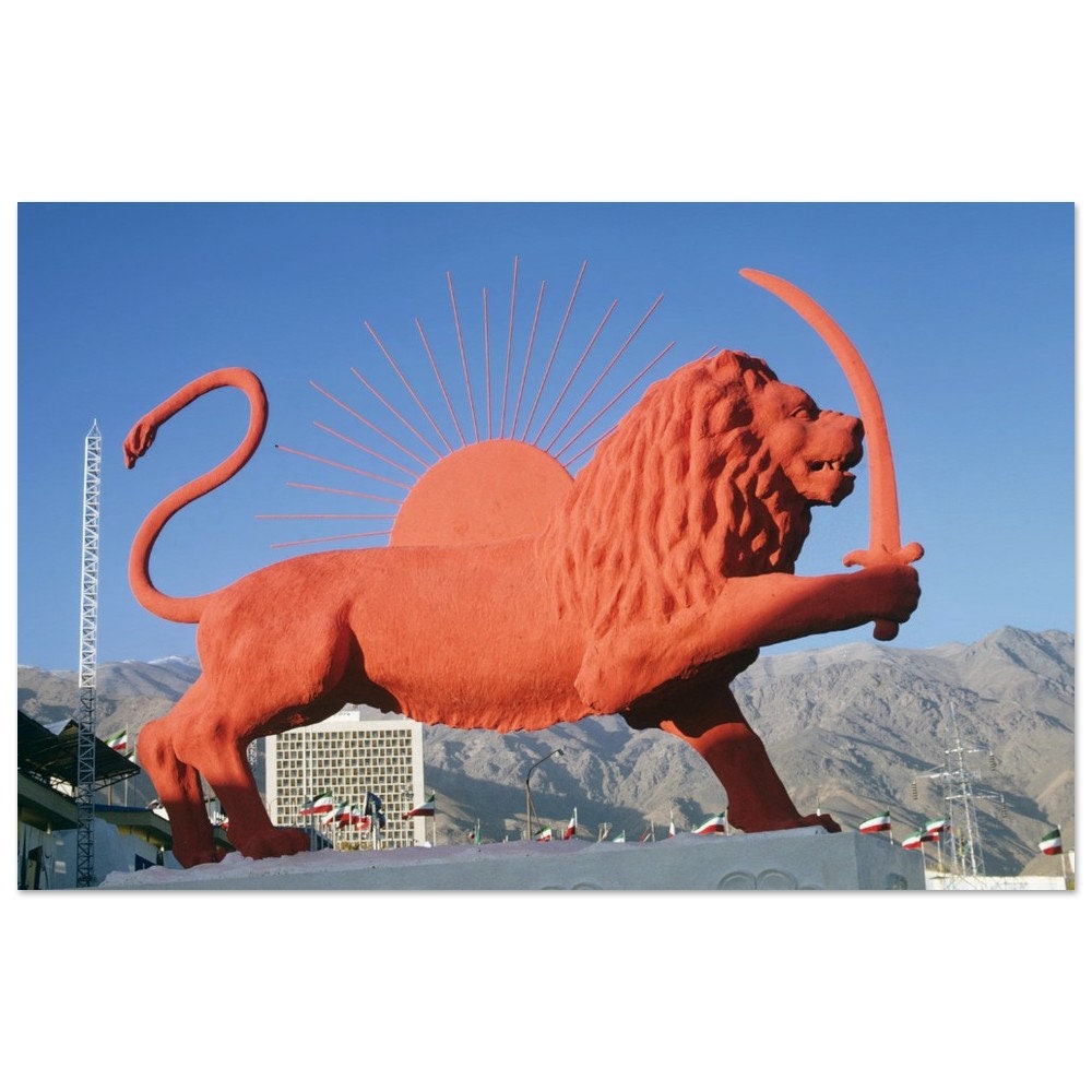 Photo Print 1960s Tehran Iran Red Iranian Lion Sun Statue, Hilton Hotel ...