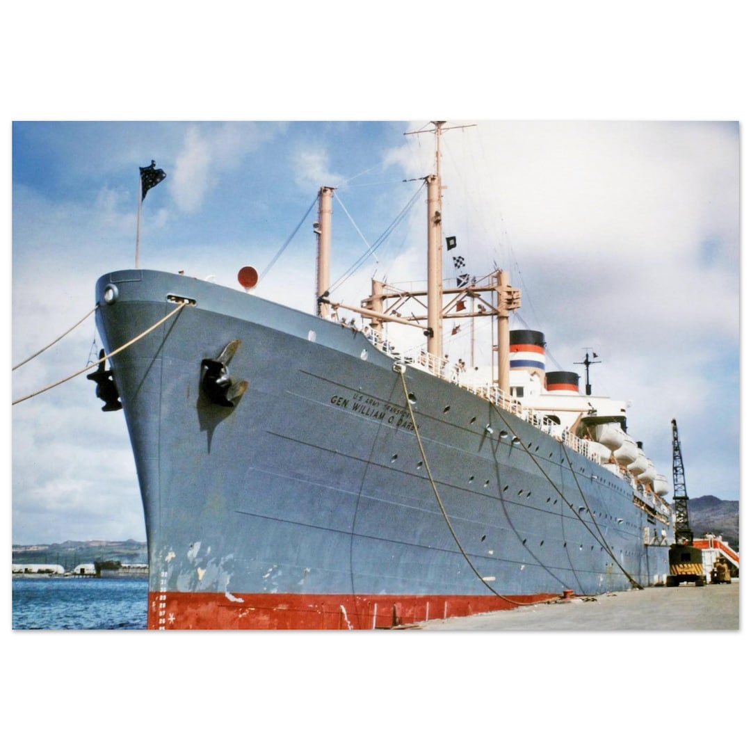 Photo Print 1950s USNS General William O. Darby T-AP-127 Pearl Harbor ...