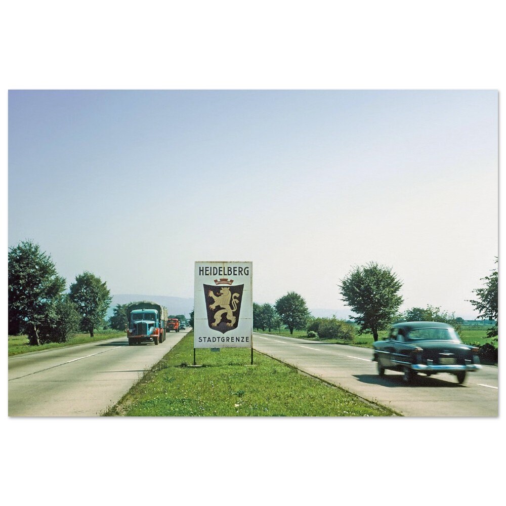 Photo Print 1950s Heidelberg Stadtgrenze Highway Sign Germany, Vintage ...