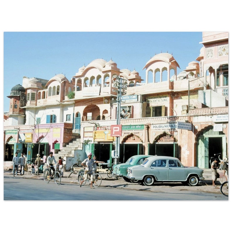 Photo Print 1960s India Market With Parked Ambassador Cars Jaipur ...