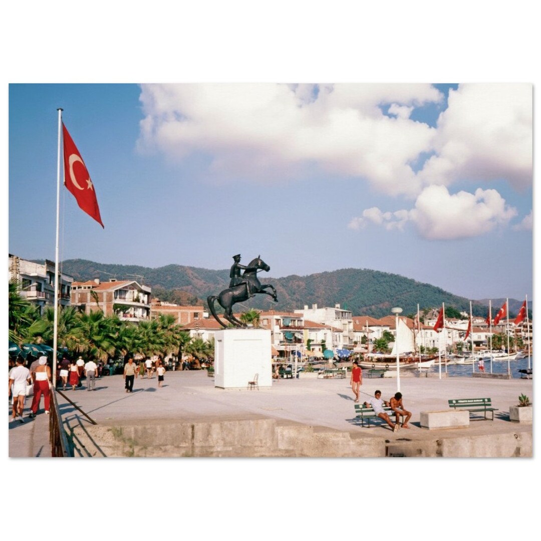 Photo Print 1980s Marmaris Turkey With Statue of Kemal Ataturk, Vintage ...
