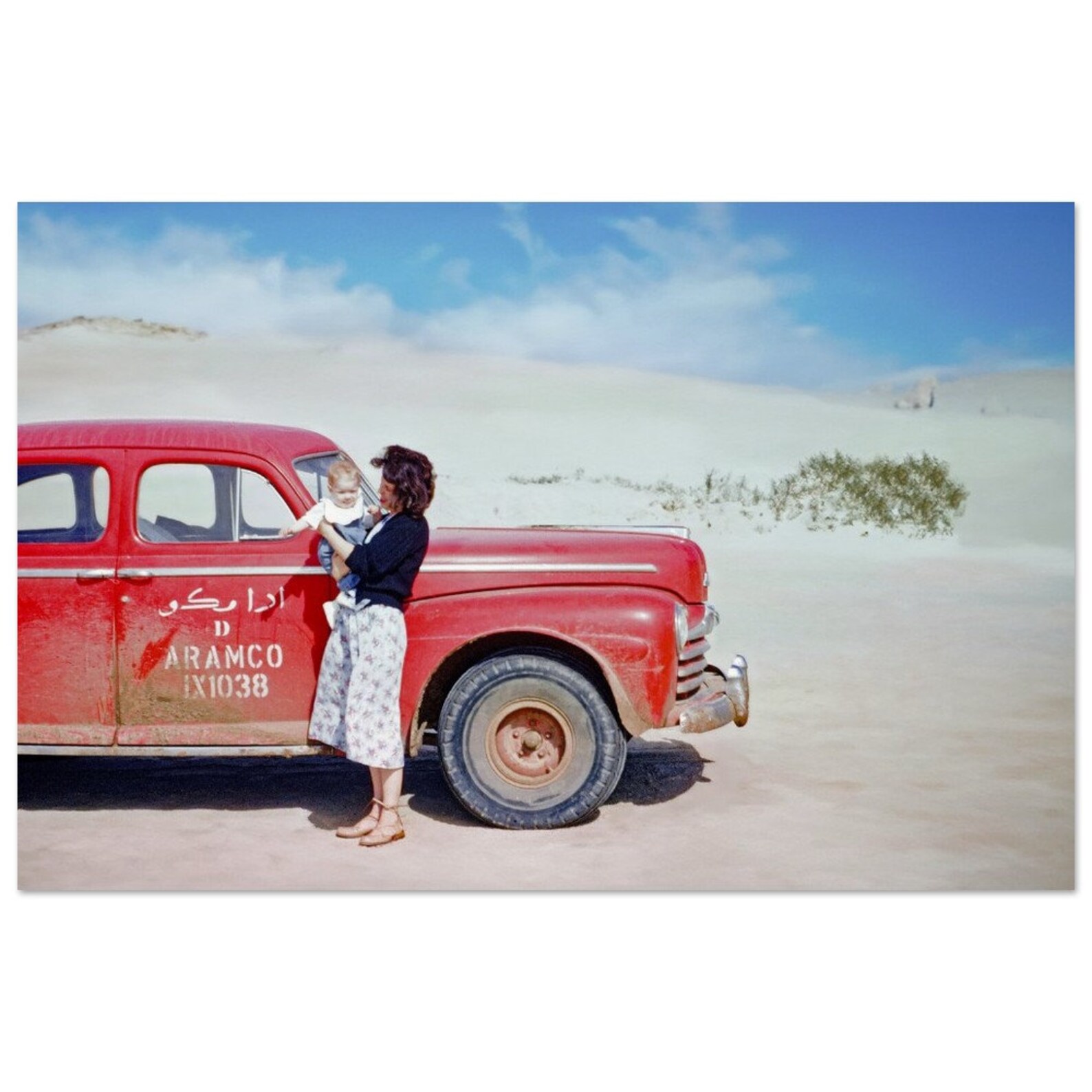 Photo Print 1950s Saudi Arabia Woman and Child With a Red Aramco Car in ...