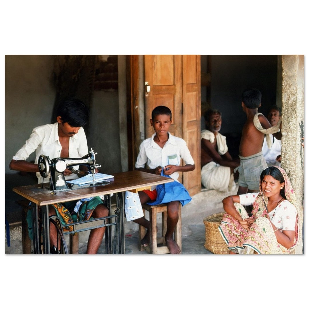 Photo Print 1970s Man and Sewing Machine, Rural Tamil Nadu, Southern ...