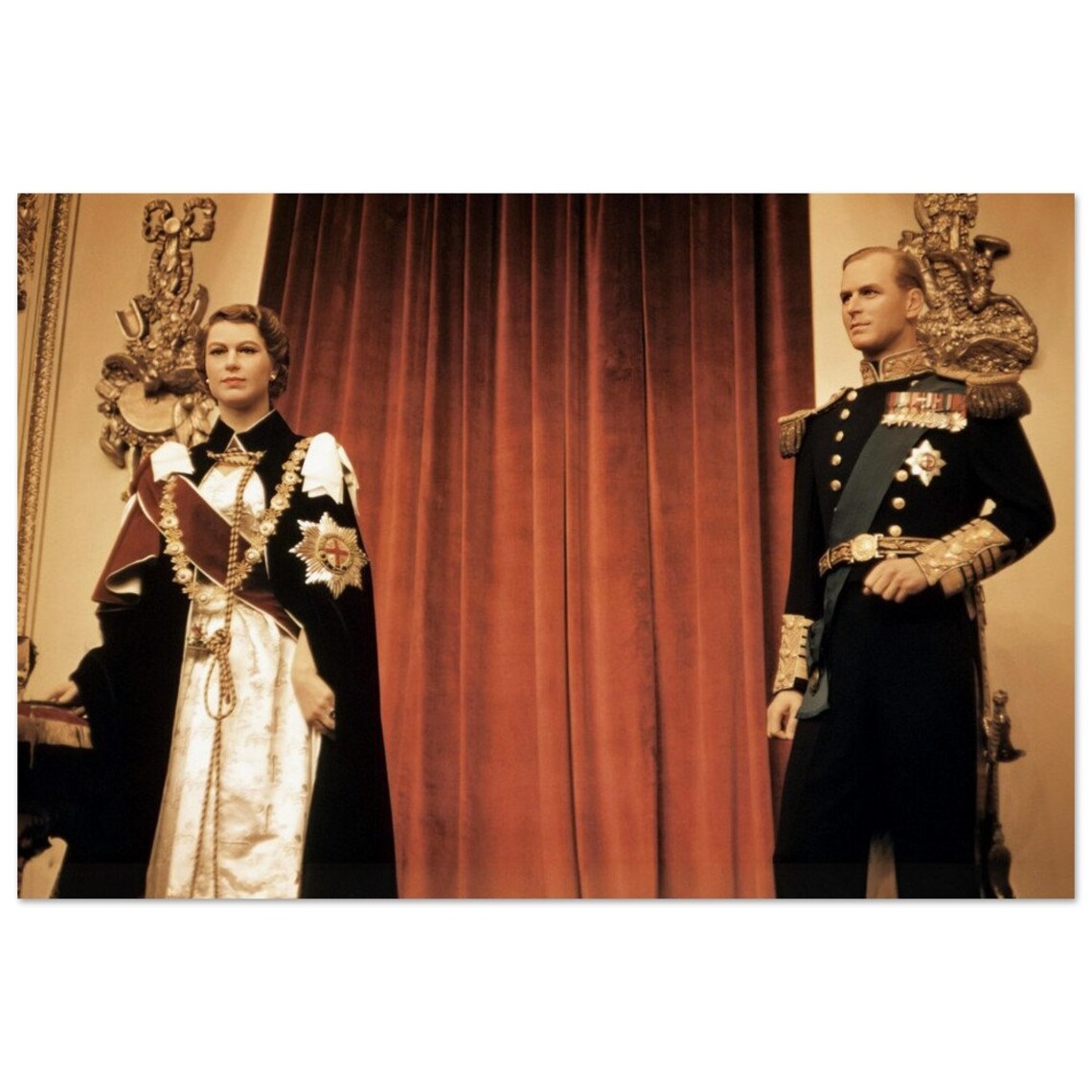 Photo Print 1950s Queen Elizabeth and Prince Philip Waxwork Statues ...