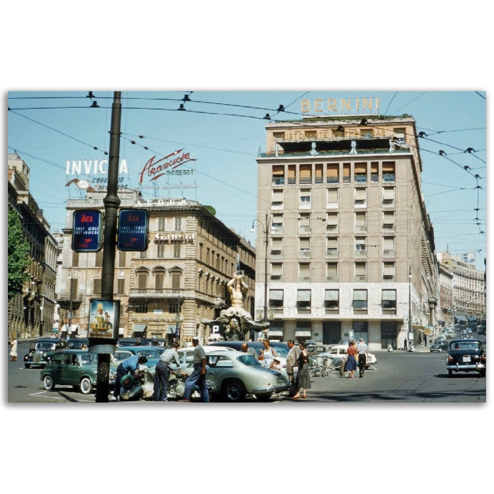Photo Print 1950s Rome the Bernini, Triton Fountain at the Piazza ...