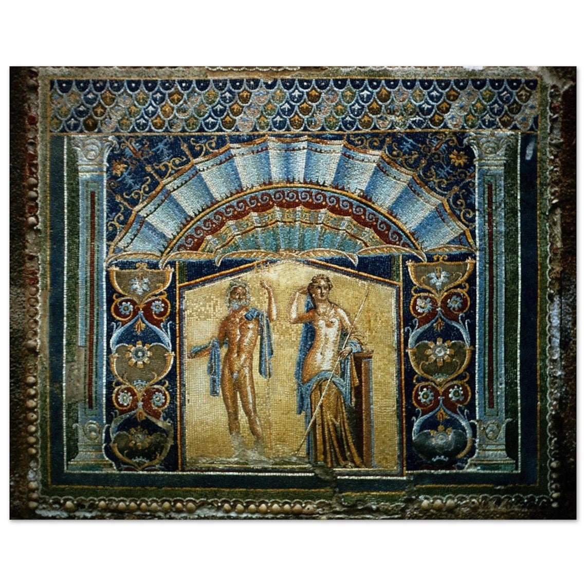 Photo Print 1950s Neptune and Amphitrite Wall Mosaic, Herculaneum ...