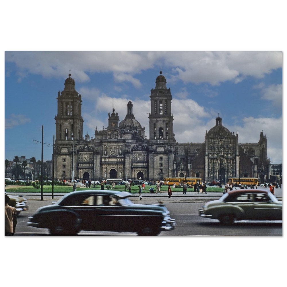 1950s Zocalo Square Mexico City Cathedral, Vintage Wall Art Print ...
