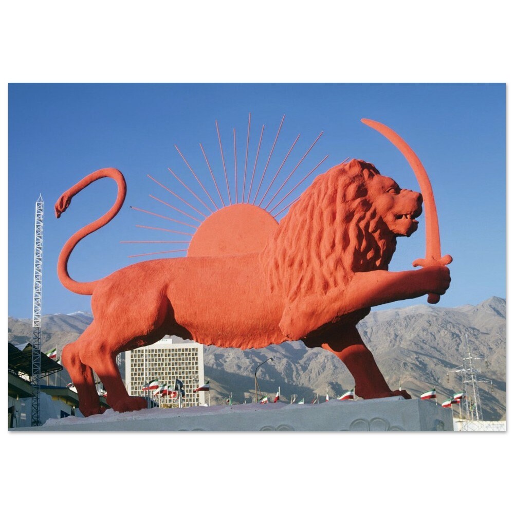 Photo Print 1960s Tehran Iran Red Iranian Lion Sun Statue, Hilton Hotel ...