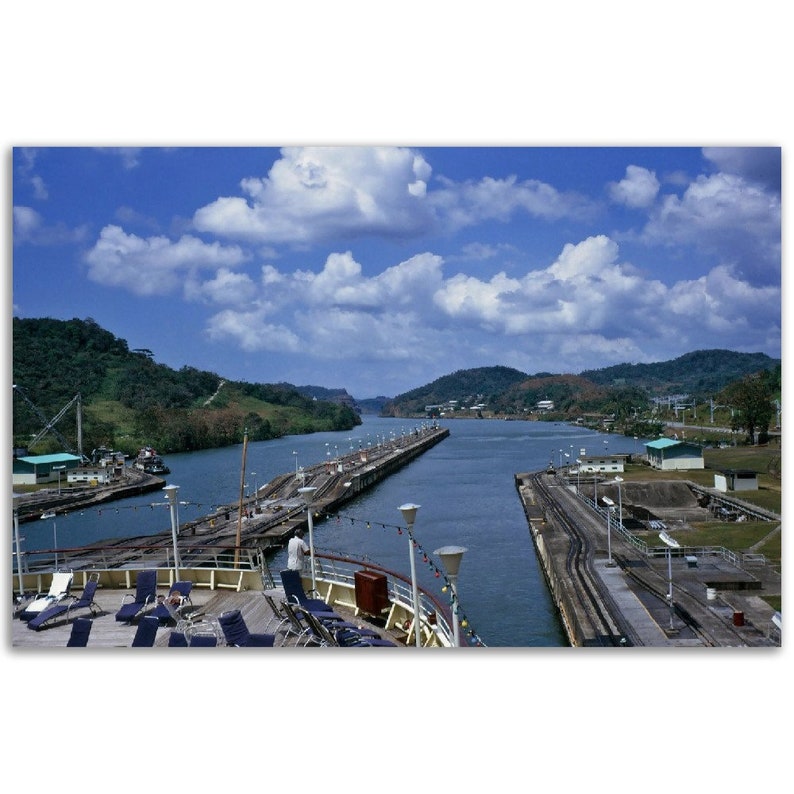 Photo Print 1970s Panama Canal, Blue Skies Vintage Wall Art Poster ...