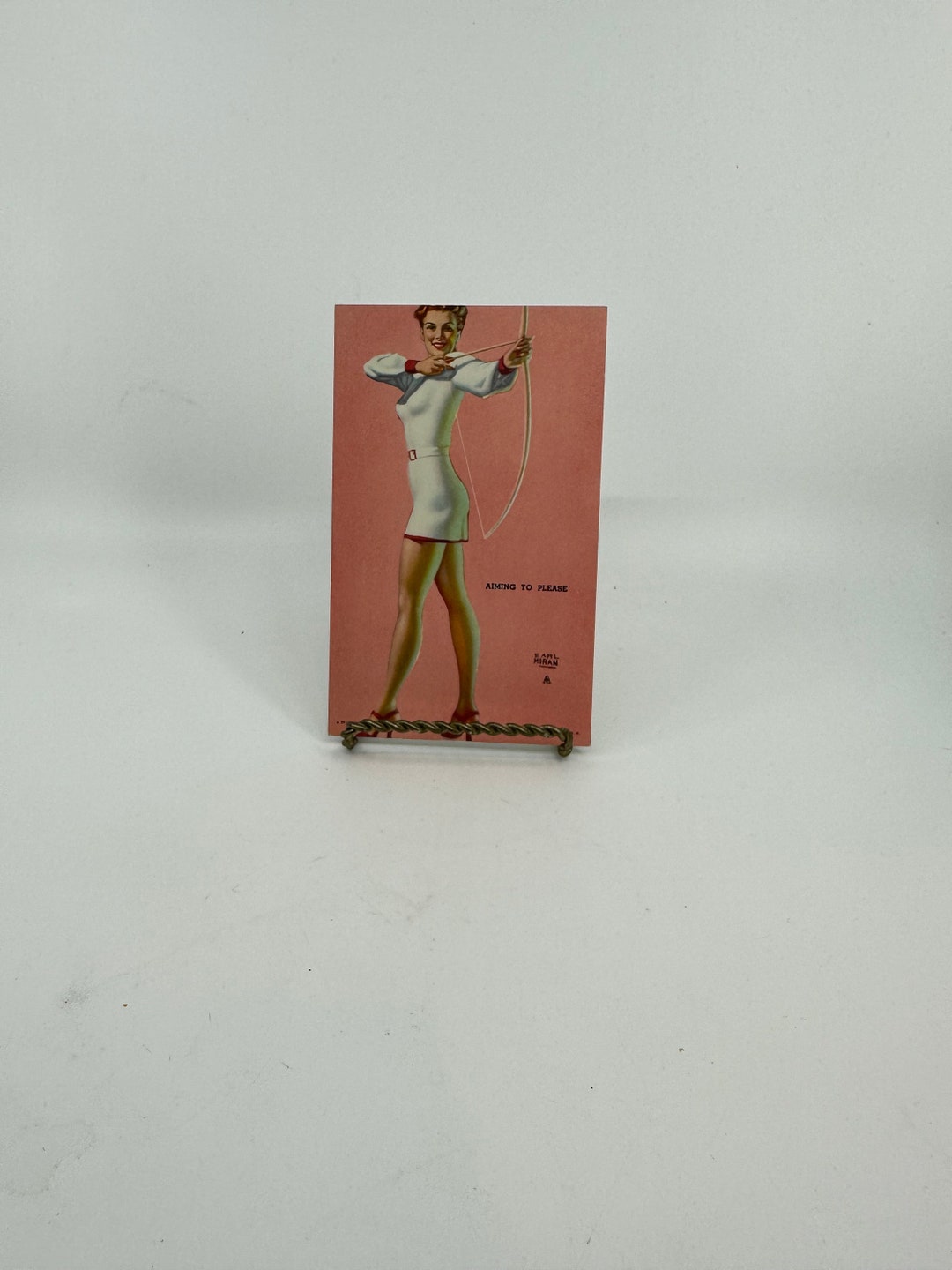 Vintage Arcade Earl Moran Girlie Postcard "aim to Please" 1940's Only ...