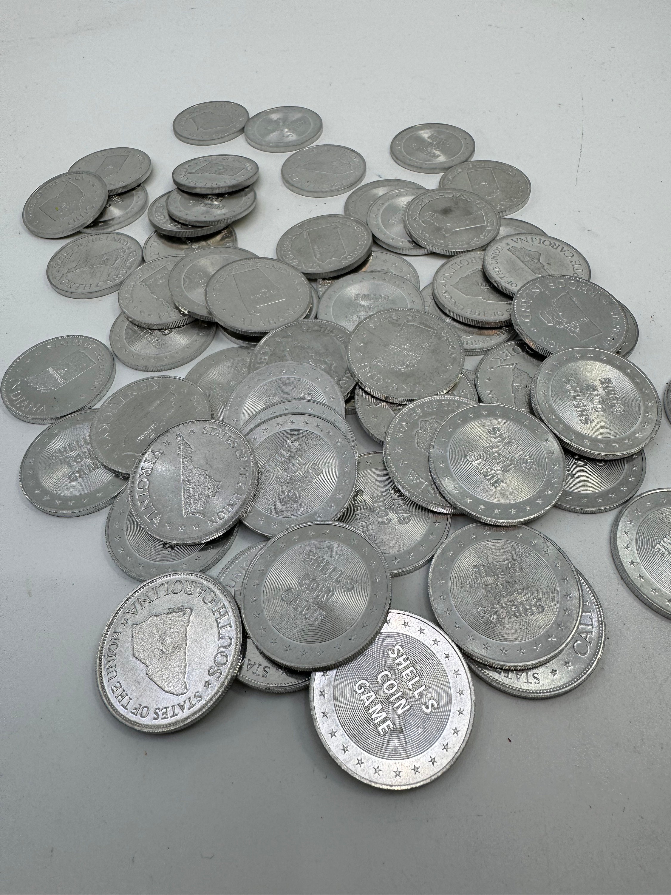 Lot of 60 Vintage Shell's Coin Game Coins Mixed Lot - Etsy