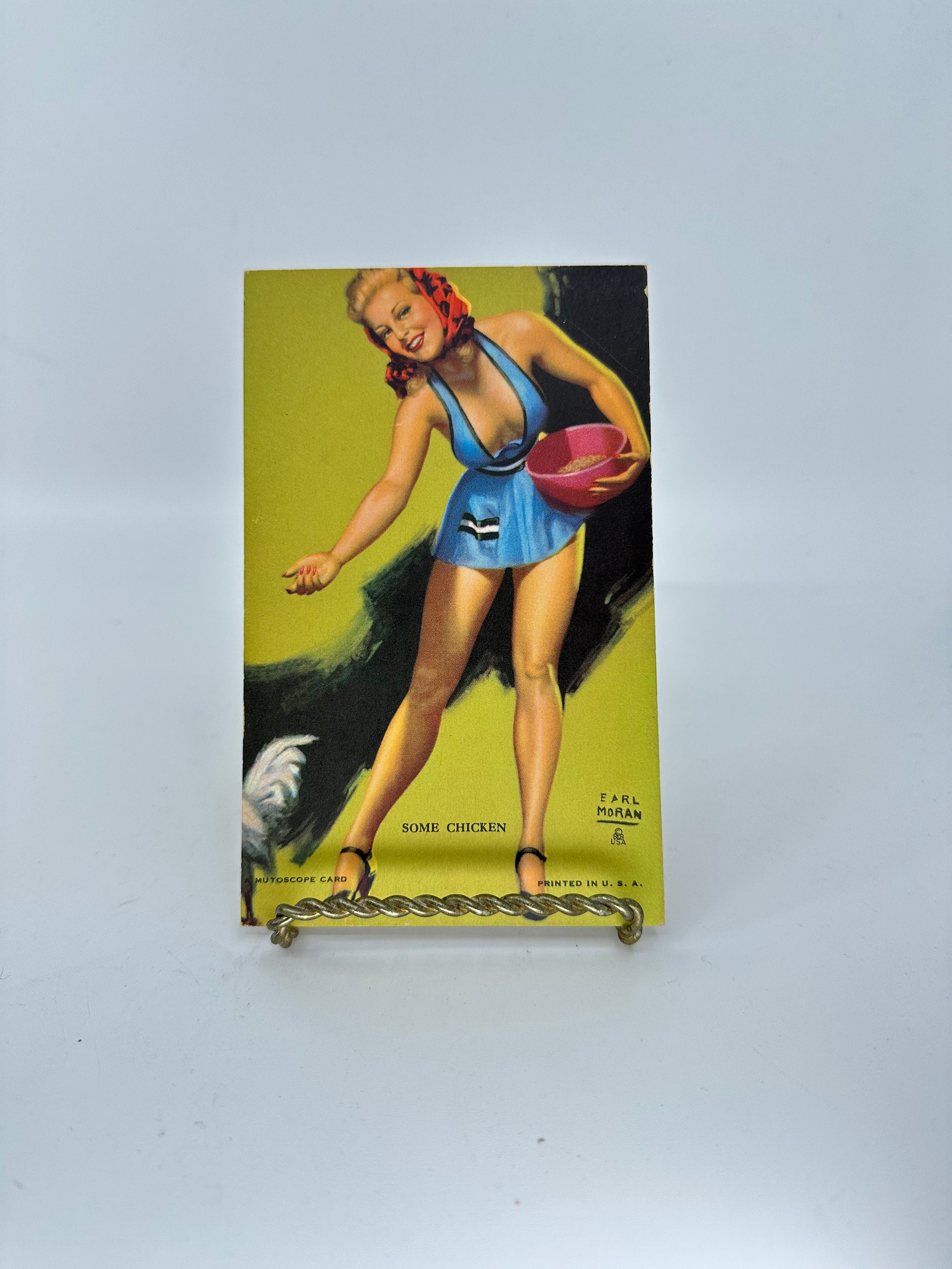 Vintage Earl Moran Arcade Card some Chicken 1940's Only One Left - Etsy
